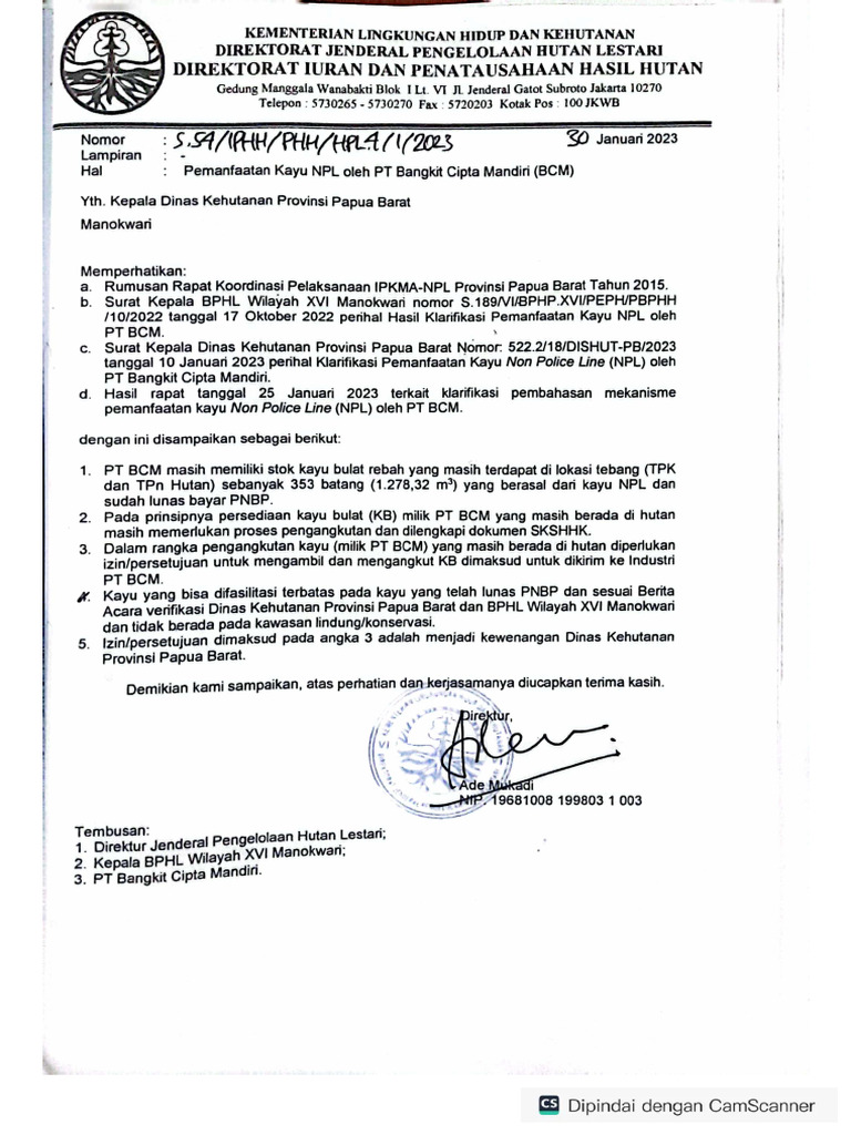 Surat Direktur IPHH | PDF