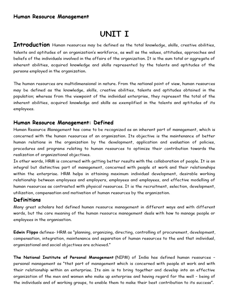 Full Notes HRM | PDF