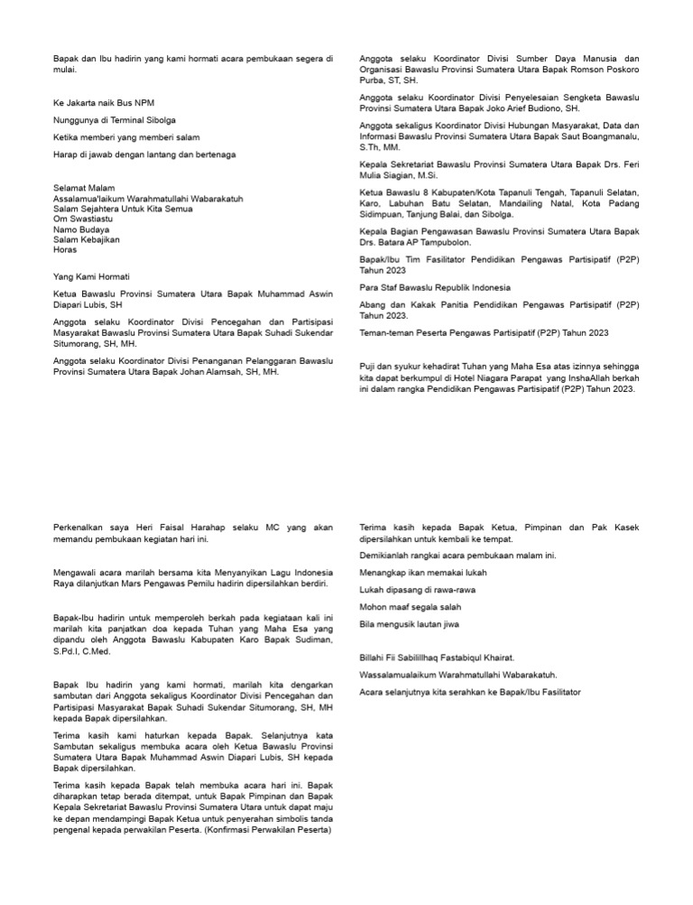 Naskah Pembukaan Mc Pdf