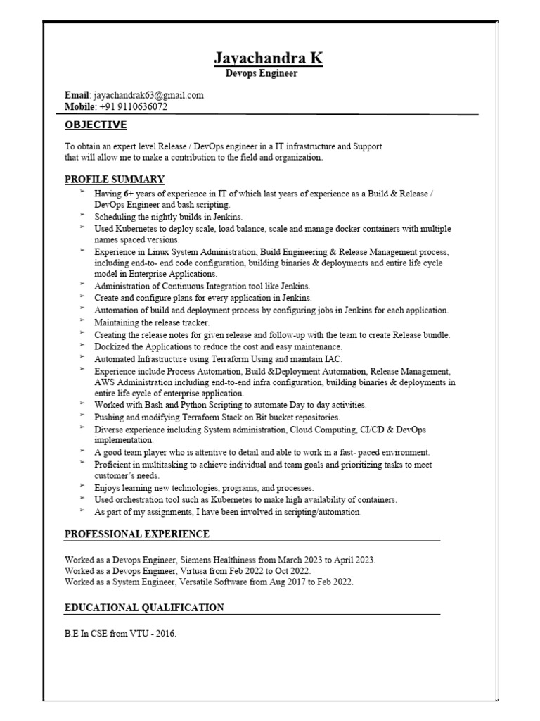 Jayachandra Devops Engineer | PDF | Cloud Computing | Systems Engineering