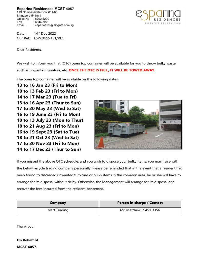 OTC Schedule For 2023 | PDF