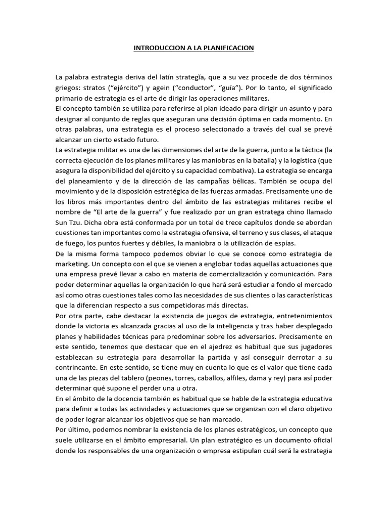 Introduccion A La Planificacion | PDF | Planificación estratégica | Planificación