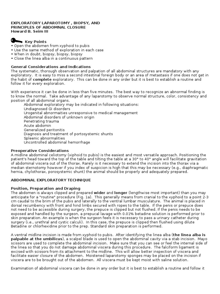 Indications for Exploratory Laparotomy | PDF | Abdomen | Stomach