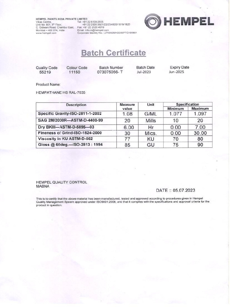 Hempathane 55210 RAL 7035 | PDF