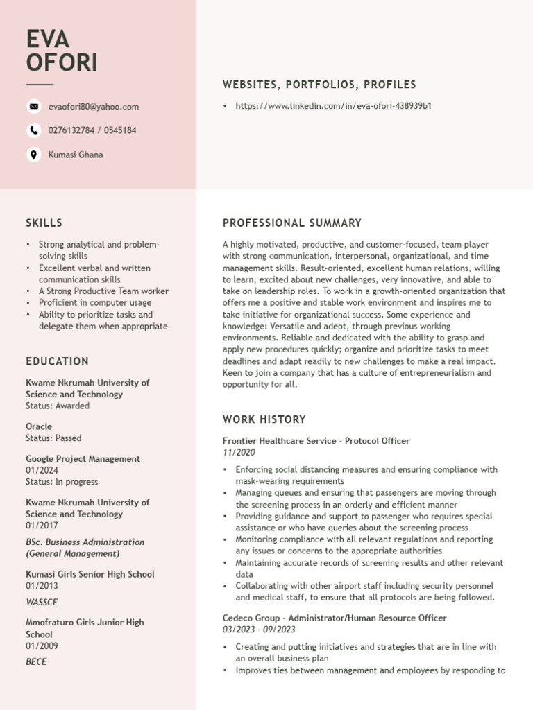 Eva Ofori Resume | PDF