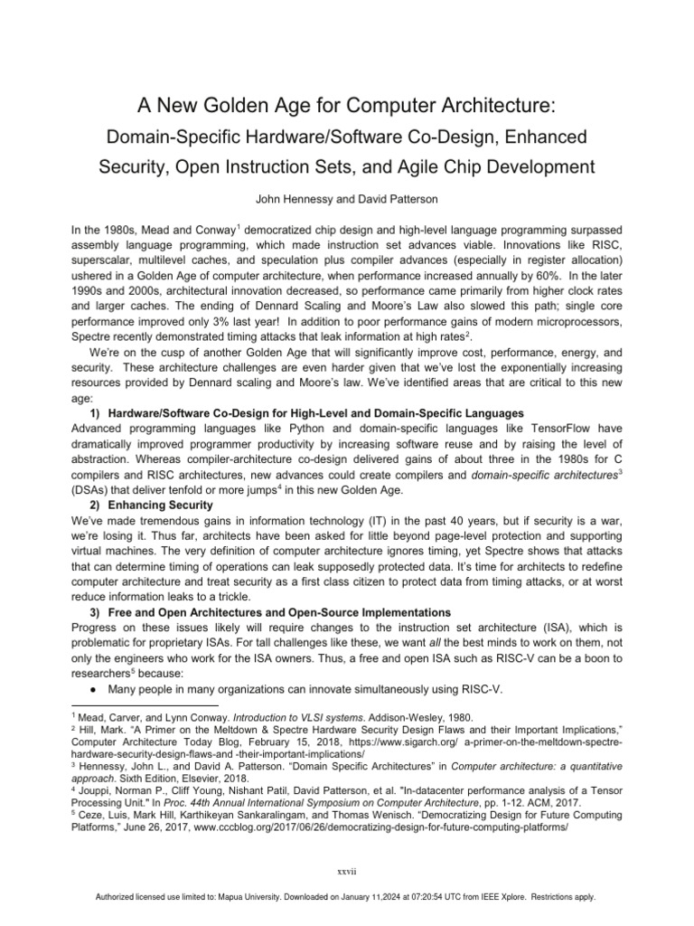 A New Golden Age For Computer Architecture | PDF