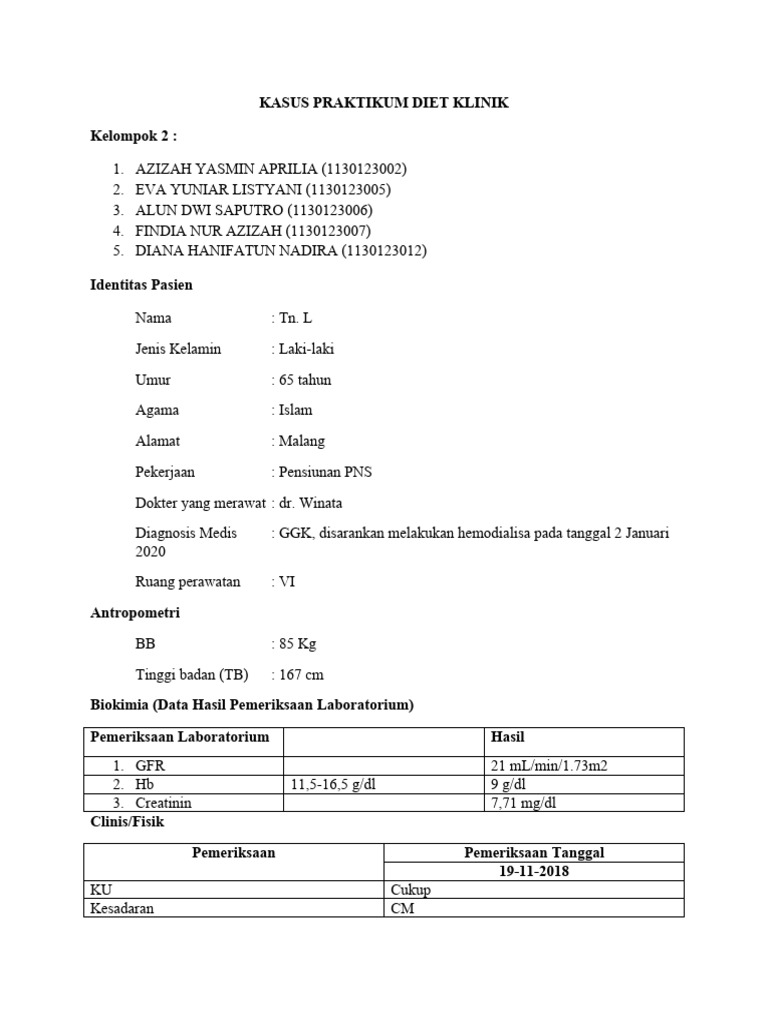 Kasus Praktikum Diet Klinik Kel 2-1 | PDF