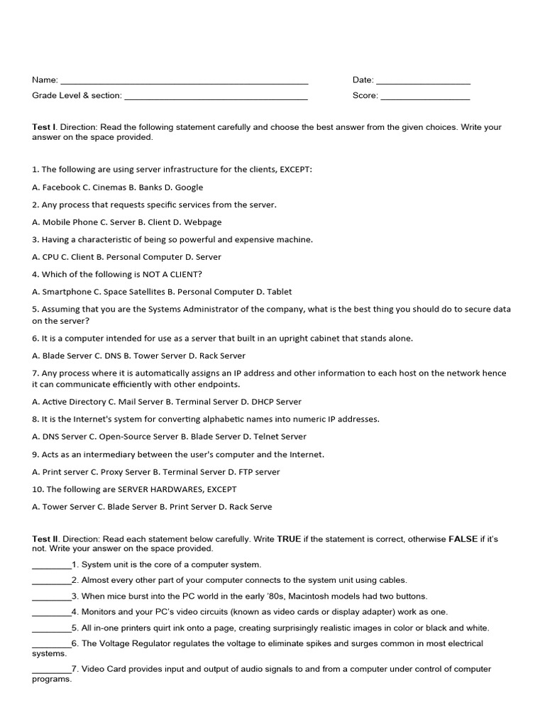 CSS 12 ICT Exam | PDF