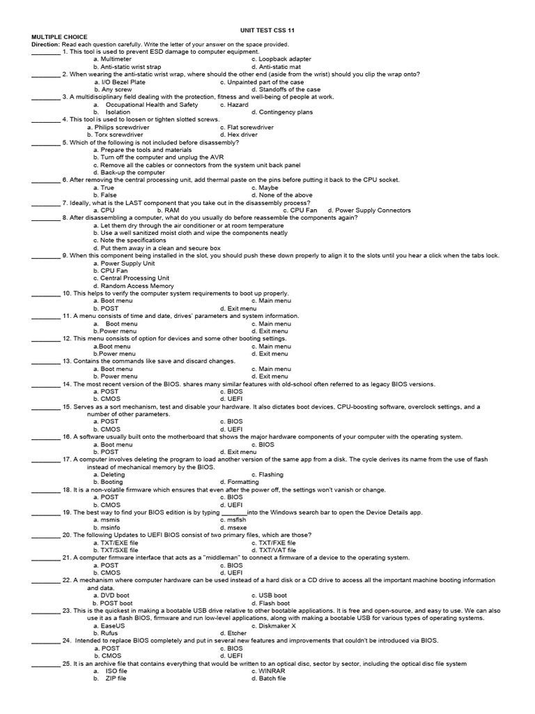 UNIT-TEST-25-ITEMS-CSS-11-TEST-2-PART-2 | PDF