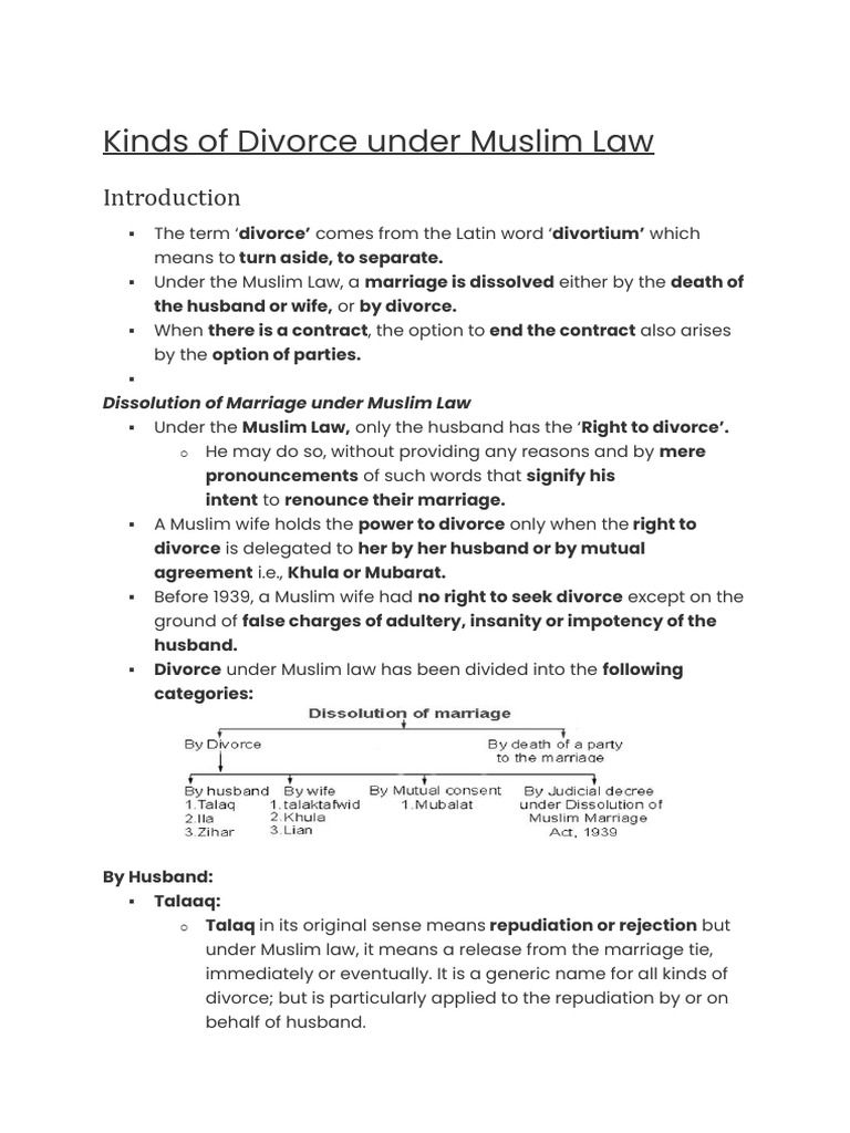 Kinds of Divorce Under Muslim Law | PDF | Divorce | Marriage