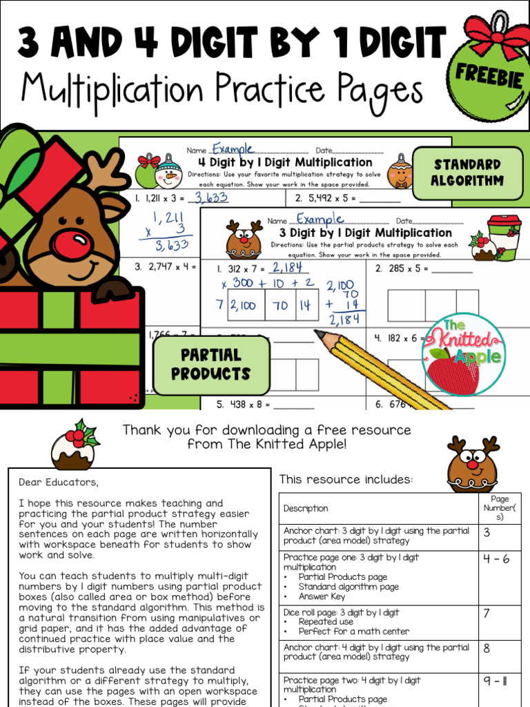 3-4 Digit by 1 Digit Multiplication Guide | PDF | Multiplication | Numbers