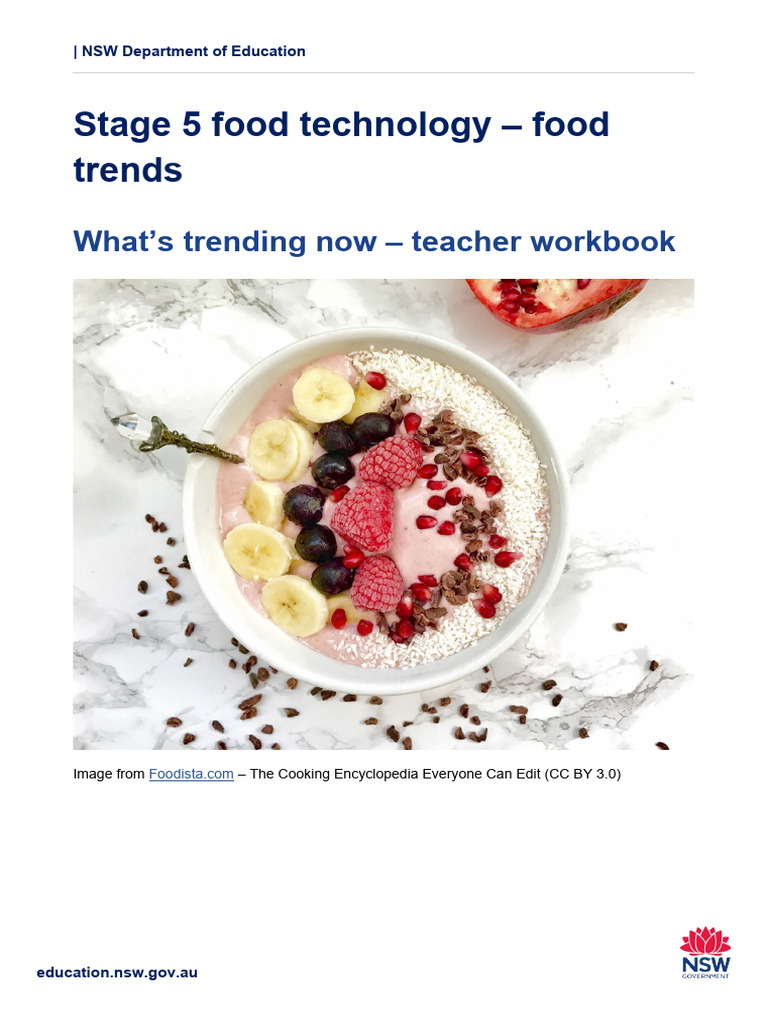 Tas s5 Food Technology Food Trends Teacher Booklet | PDF