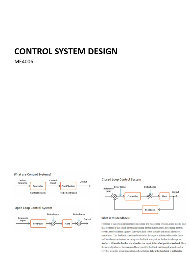 Control System Design - Theory | PDF | Mathematics | Electrical Engineering