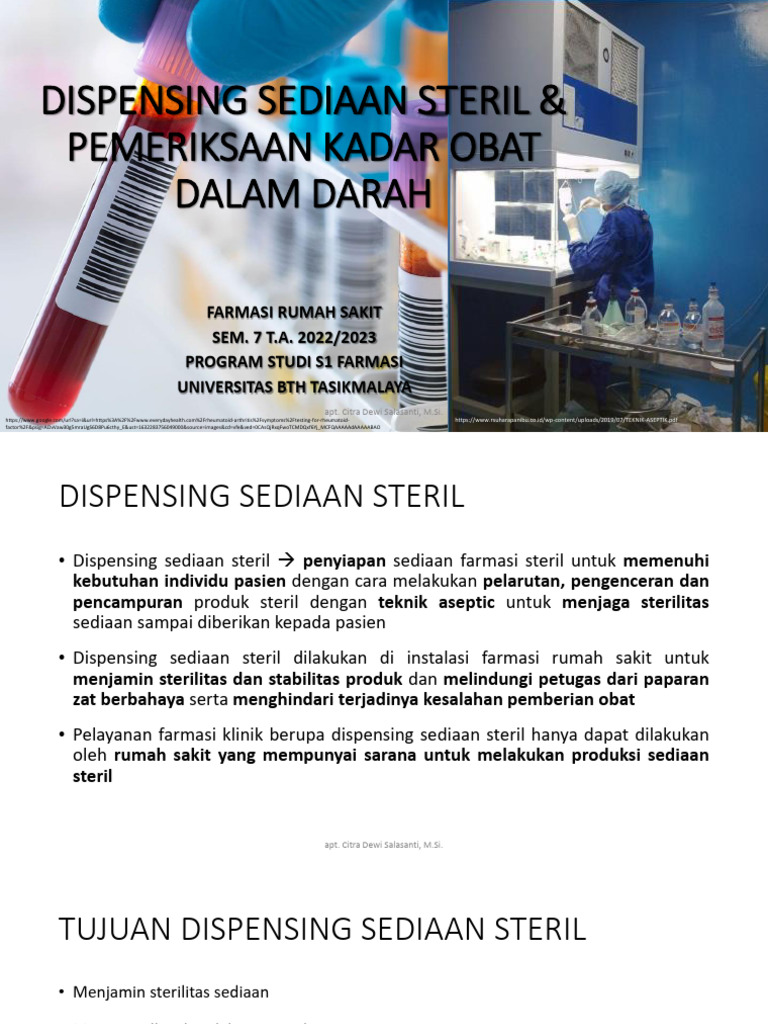 Dispensing Sediaan Steril & Penentuan Kadar Obat Dalam Darah | PDF