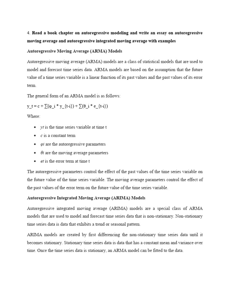 Moving Average and Autoregressive Integrated Moving Average With Examples | PDF