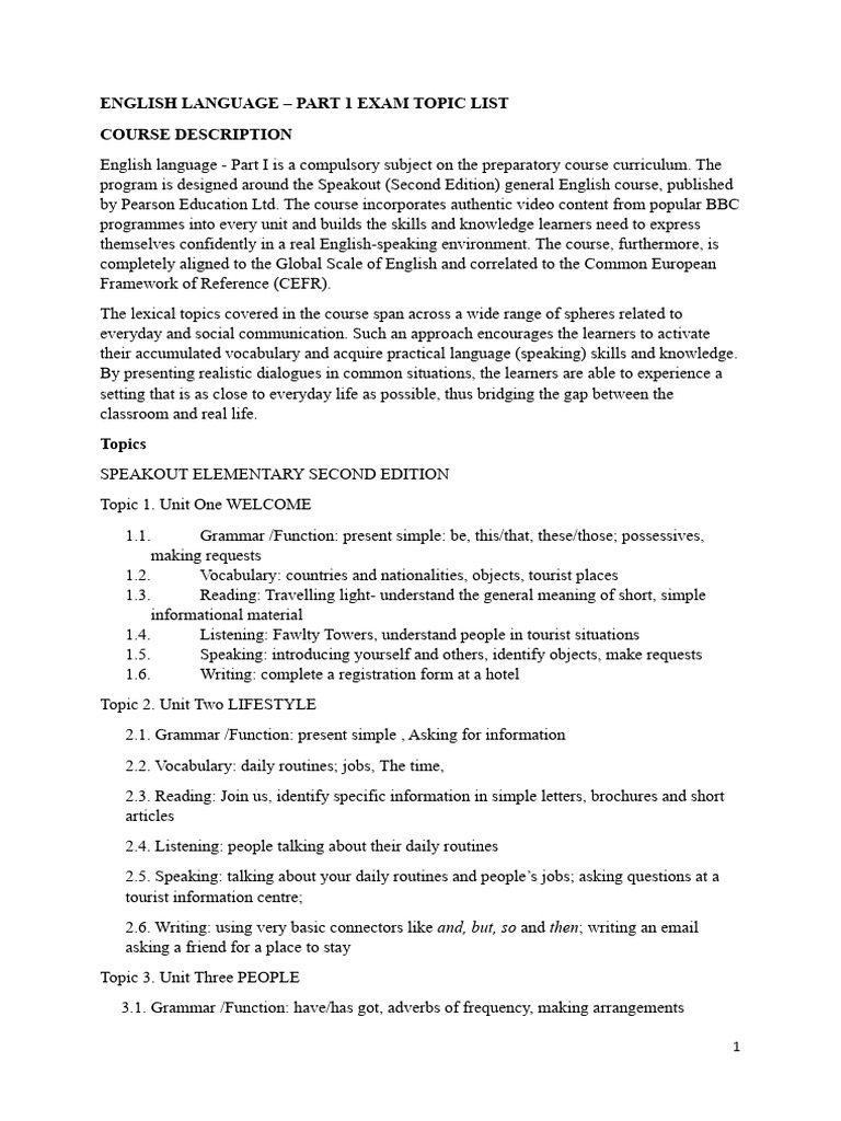 English Part 1-Overview | PDF