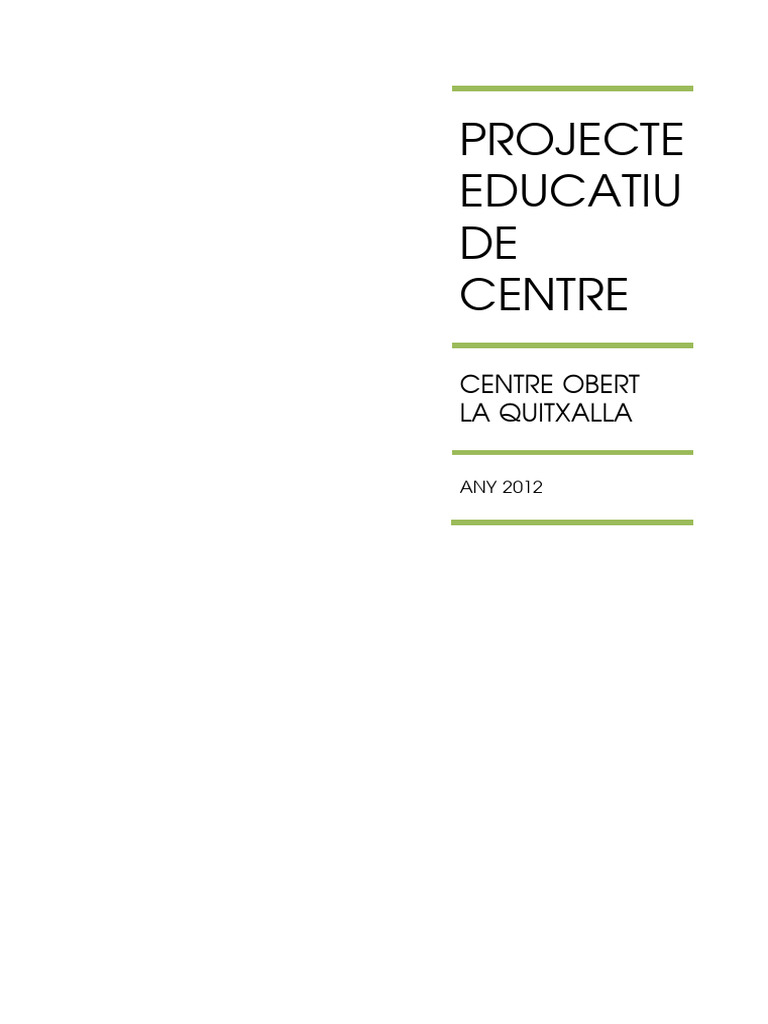 Projecte Educatiu de Centre Centre Obert | PDF