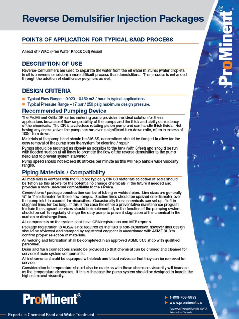 Reverse Demulsifier Arrangement | PDF