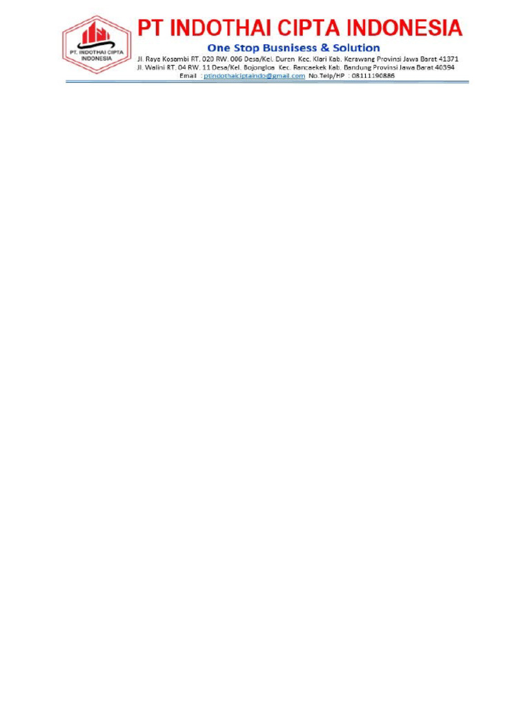 Kop Surat Pt Indothai Cipta Indonesia | PDF