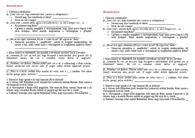 Kicsinyített - A Pál Utcai Fiúk - 3. Fejezet | PDF