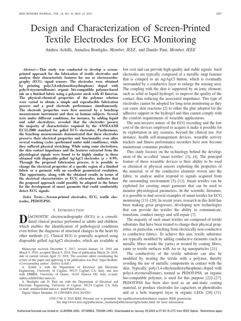 Design and Characterization of Screen-Printed Textile Electrodes For ...