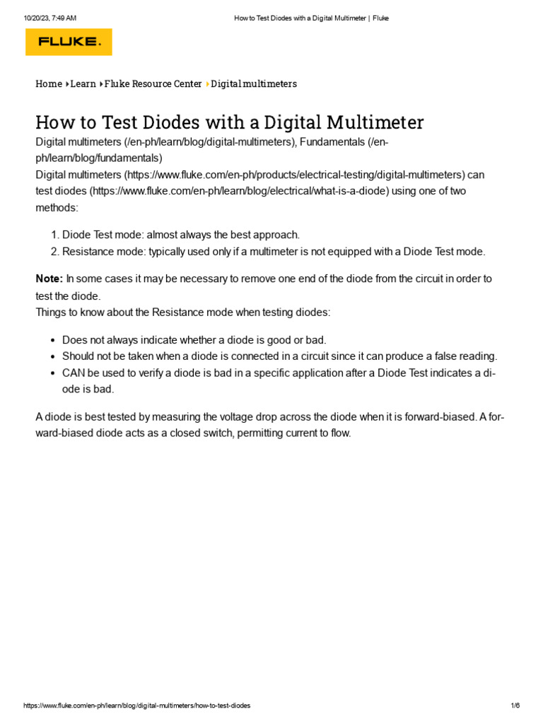 Diode Testing with Multimeters | PDF | Diode | P–N Junction
