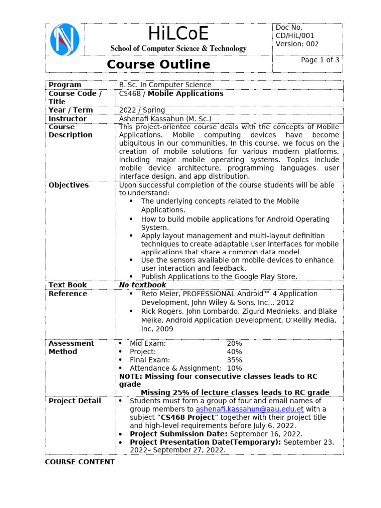 CS468 - Course Outline_Spring_2022 | PDF