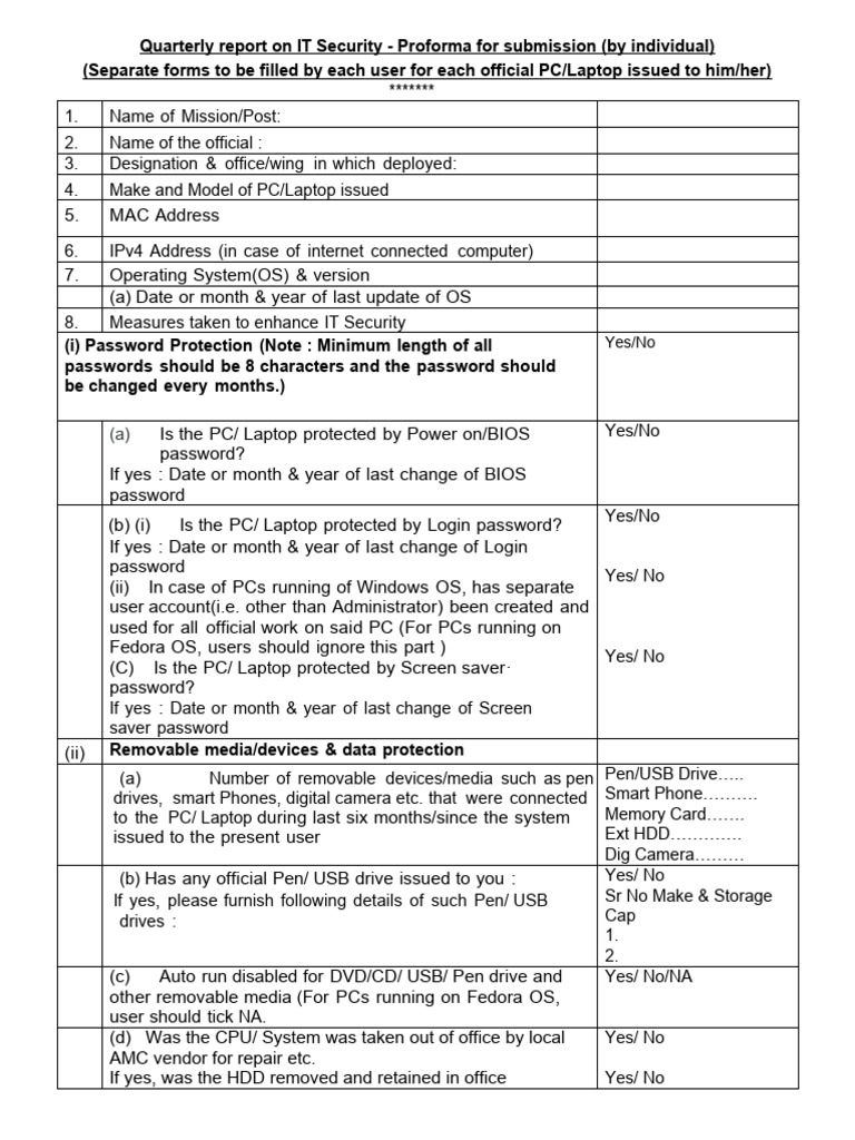 Cyber Audit Form Oct 23 | PDF