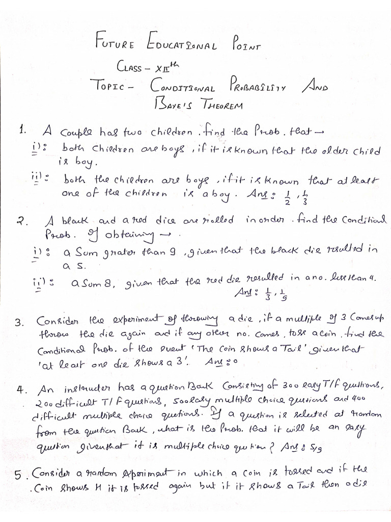 Conditional Probability and Baye's Theorem | PDF