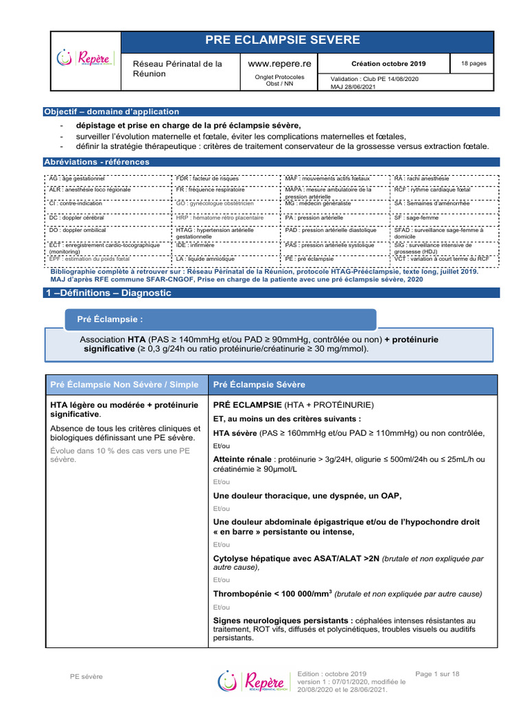 Protocole Pre Eclampsie Severe | PDF