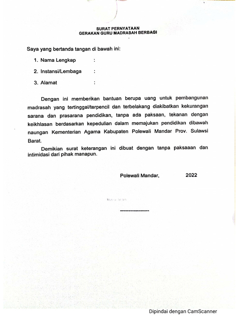 Surat Pernyataan Guru Berbagi | PDF