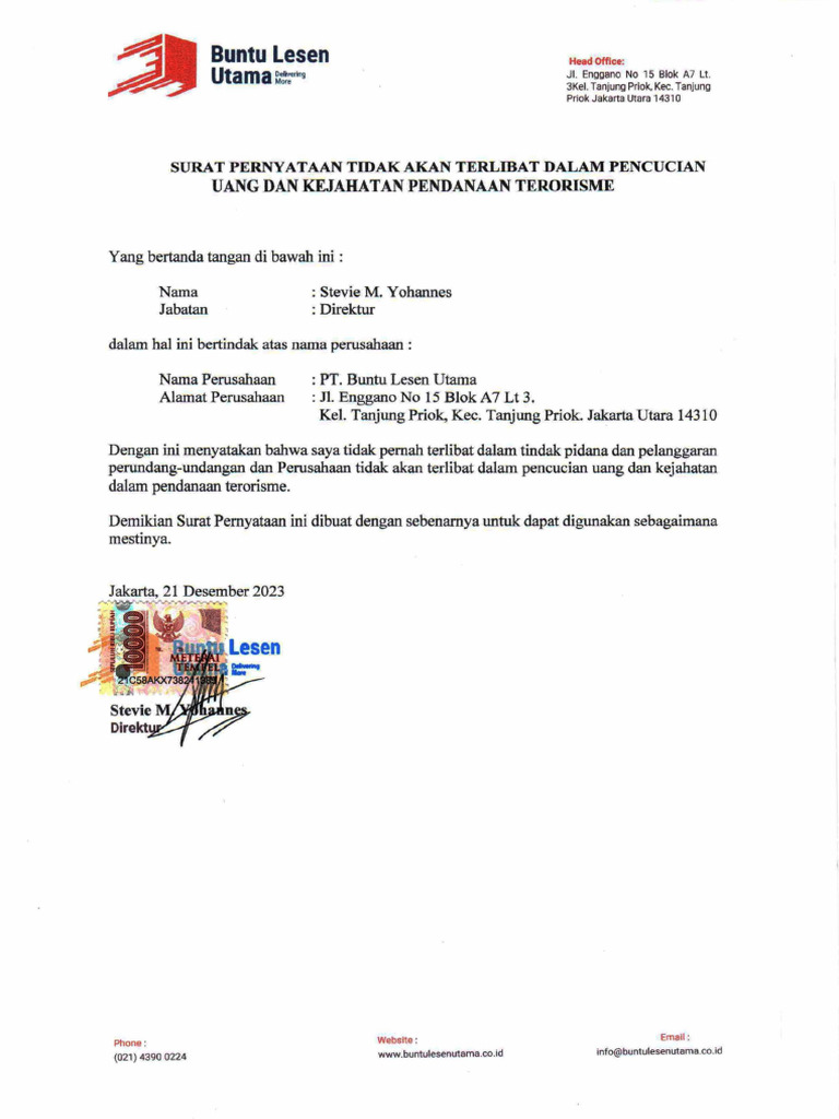 Vendor Statement Letter | PDF