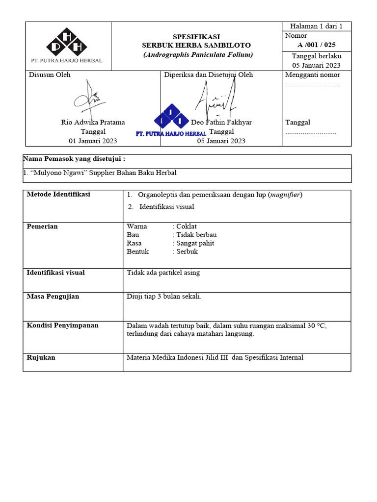 COA BAHAN BAKU (2) | PDF