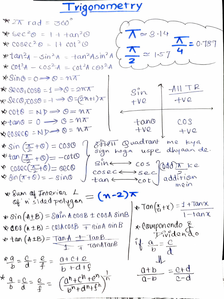 trigo Formulae Atharv AIMzII | PDF | Trigonometry