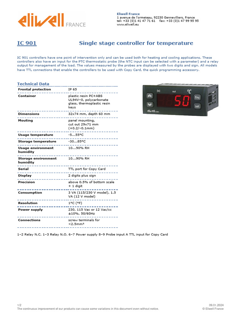 single-stage-controller-for-temperature-IC-901 | PDF | Electronics | Physical Sciences