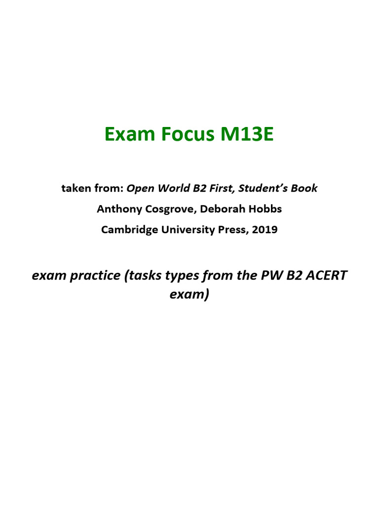M13E Exam Focus | PDF