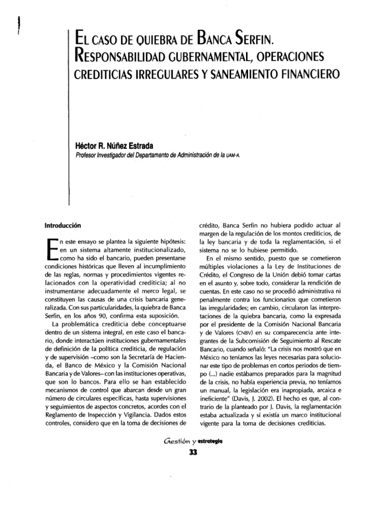 El Caso de La Quiebra de Banca Serfin | PDF