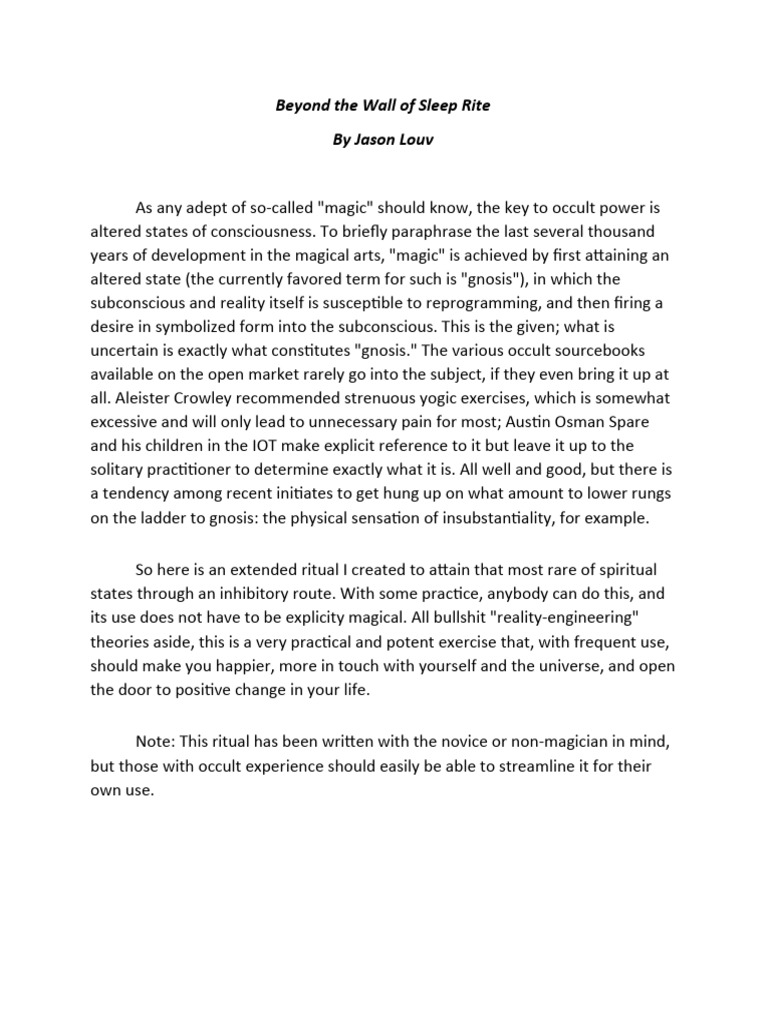 Novice's Guide to Gnosis Ritual | PDF | Science & Mathematics