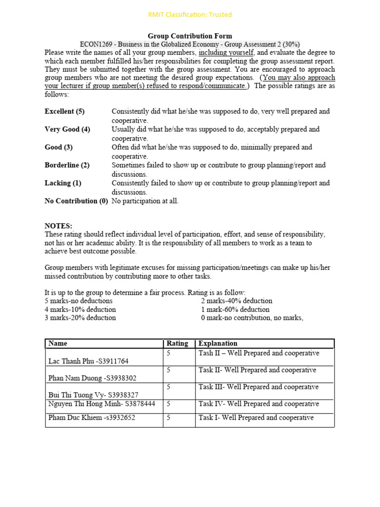 Group Contribution Form - 1 - ECON1269 1 | PDF