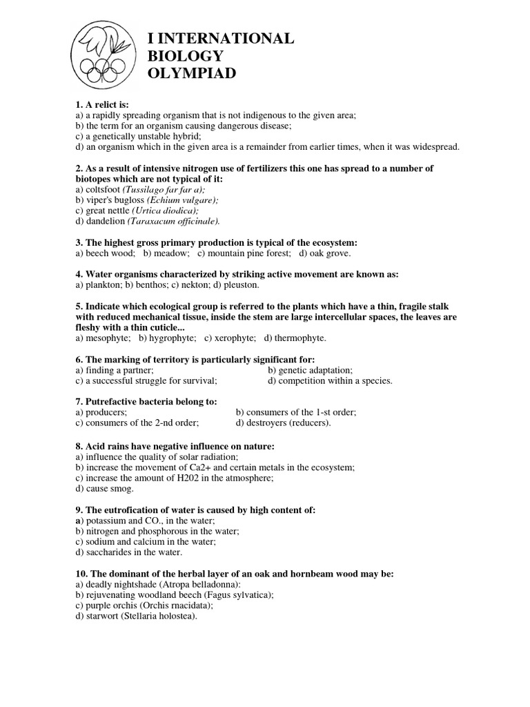 IBO 1990 Theory Paper | PDF | Home & Garden | Science & Mathematics