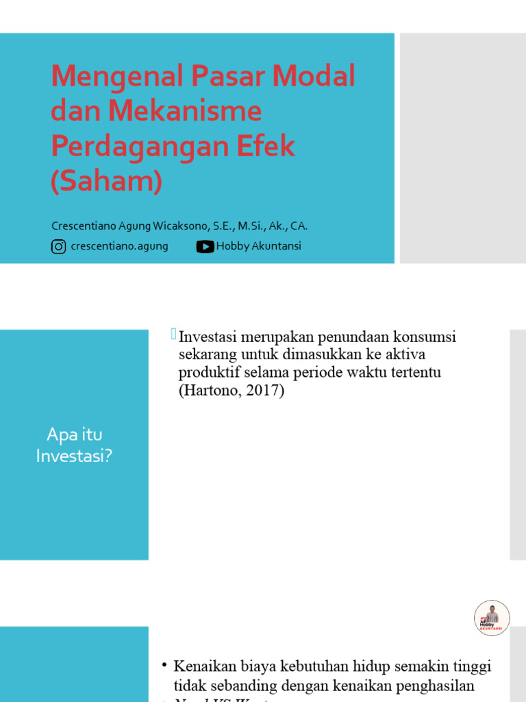 Mengenal Pasar Modal Dan Mekanisme Perdagangan Efek | PDF