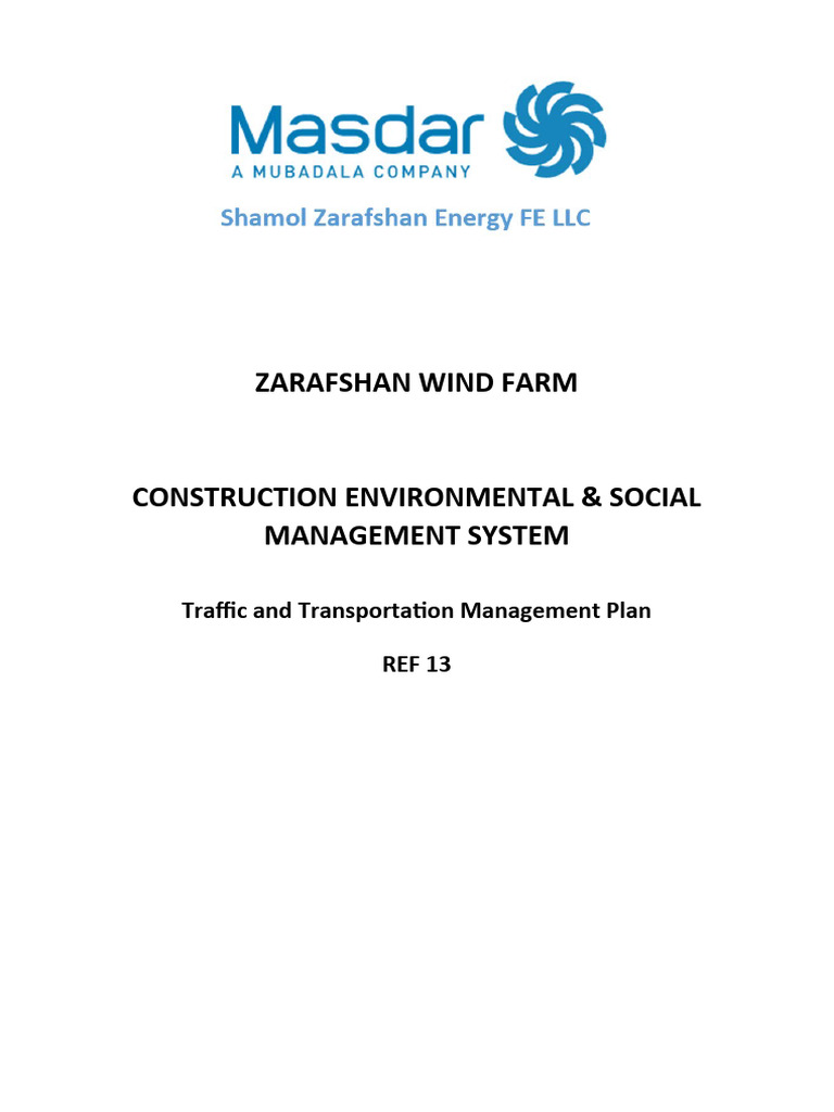 Zarafshan Wind Farm Traffic Plan | PDF | Driver's License | Waste