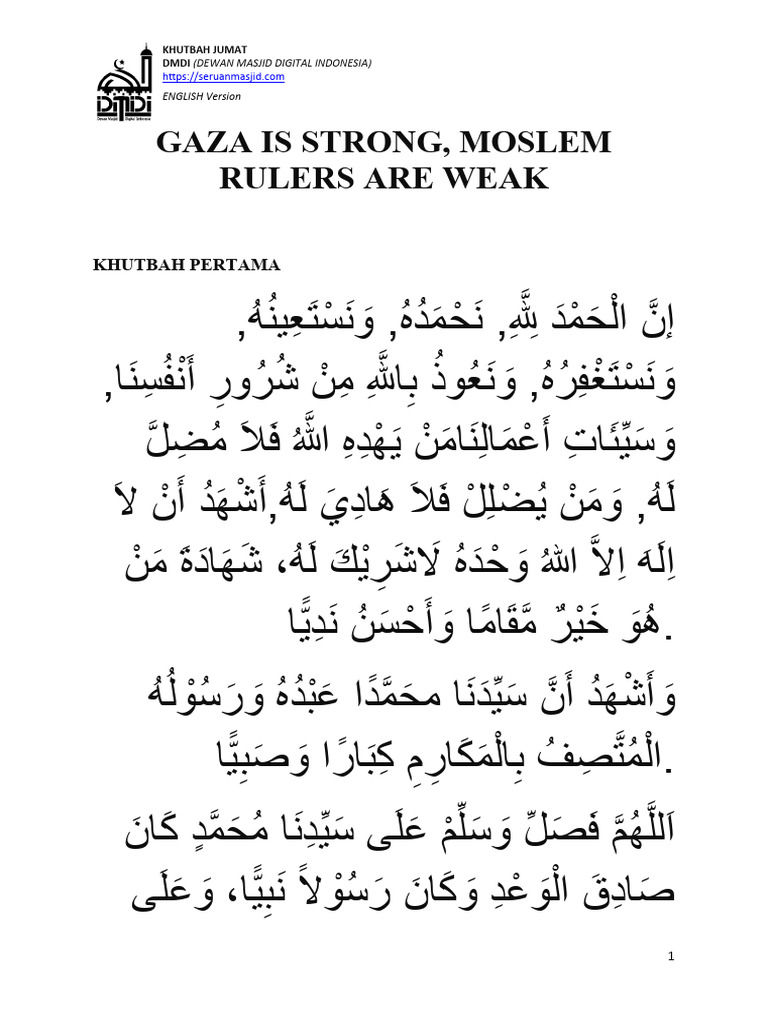 English Khuthbah Jumat 2 2024 | PDF | Muhammad | Israel English Khuthbah Jumat 2 2024 | PDF | Muhammad | Israel