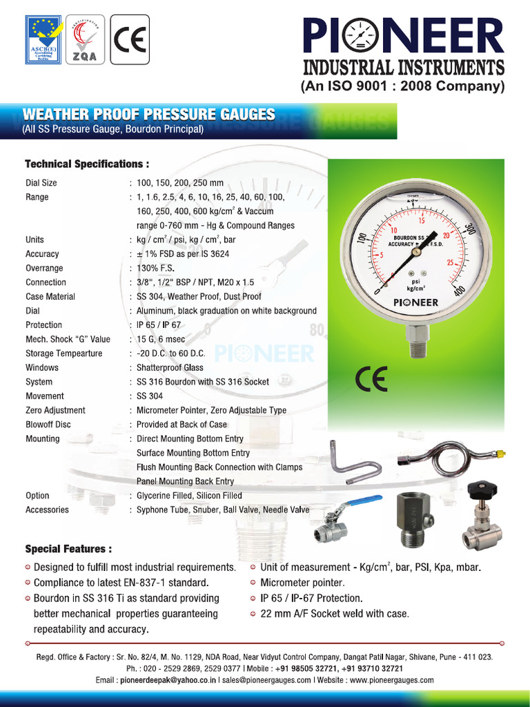 Weather Proof Pressure Gauges | PDF