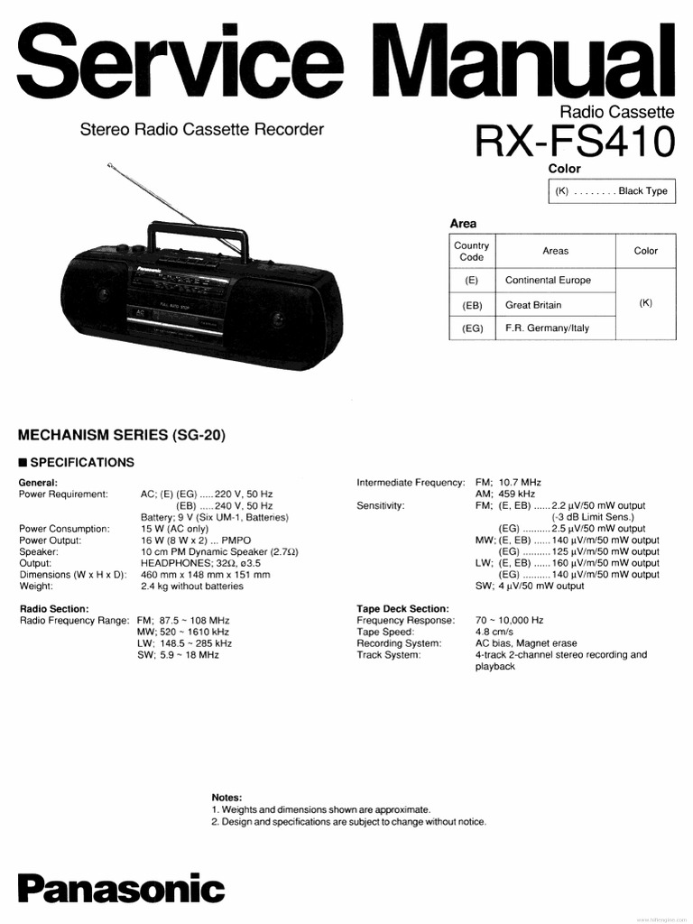 Panasonic Rx-fs410 SCH | PDF