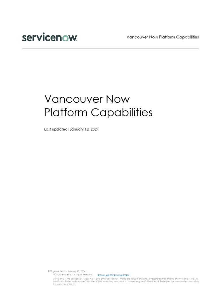 Vancouver Now Platform Capabilities 1-12-2024 | PDF | Databases | Computing