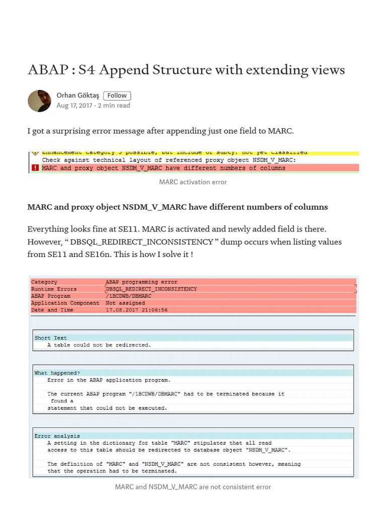 ABAP - S4 Append Structure With Extending Views | PDF