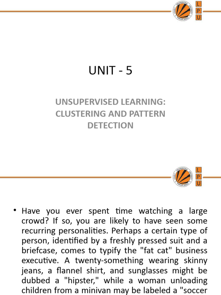 Clustering and Pattern Recognition Unit 5 | PDF