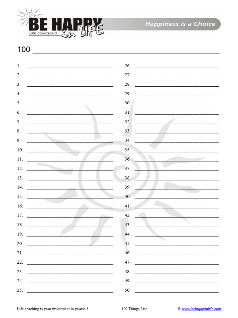 100-things-list (1) | PDF