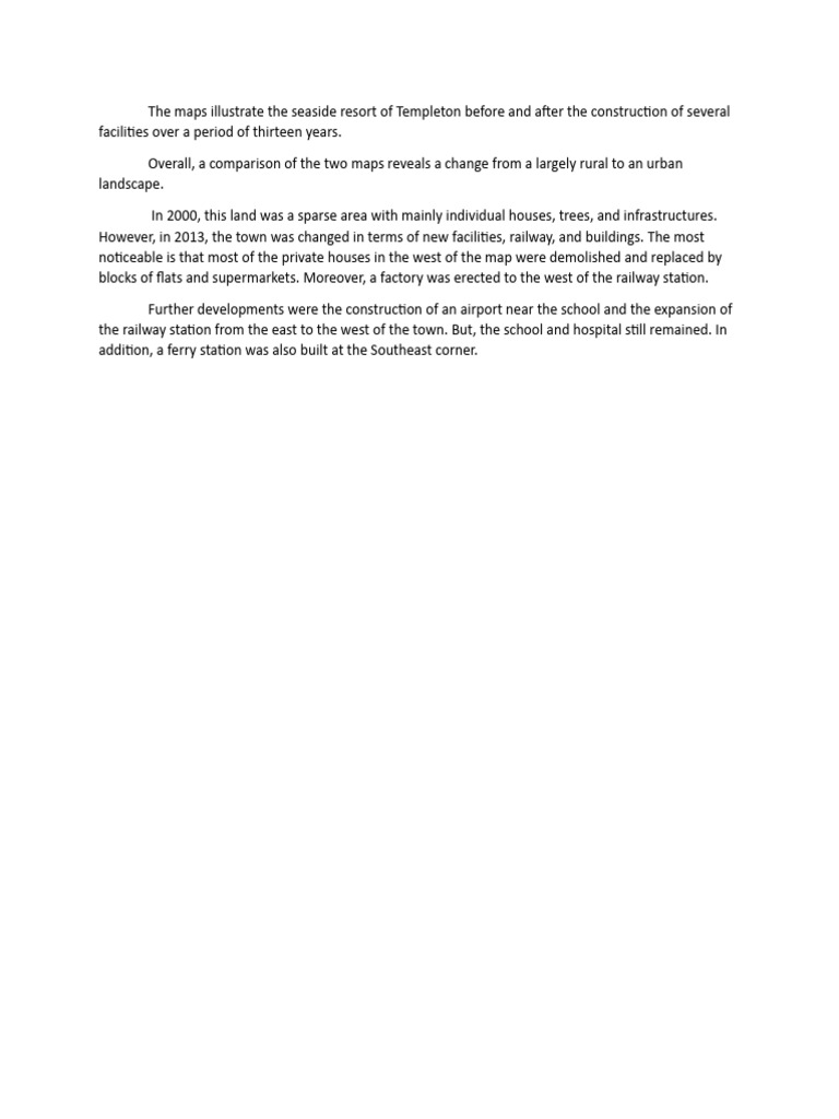 The Maps Illustrate the Seaside Resort of Templeton Before and After the Construction of Several ...